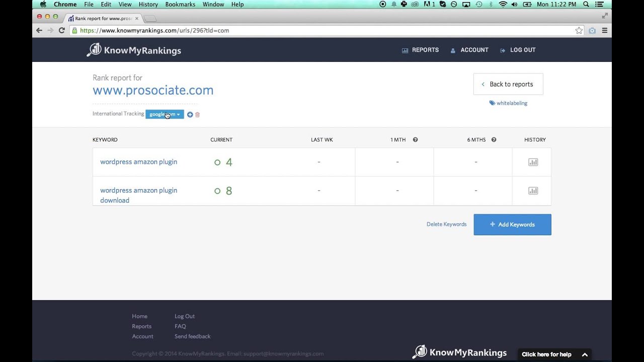 Track your Google rankings on different ccTLDs like google.de, .co.uk, etc.