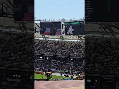 Abuaku of Germany won the Heat to qualify for the Mens 400 Meter Hurdles Semifinals