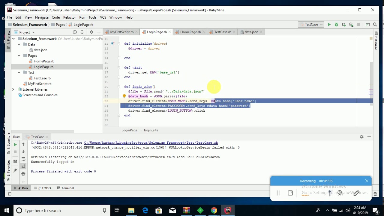 Creating Selenium Ruby Test Automation Framework from Scratch - Part 03 - Data driven using JSON