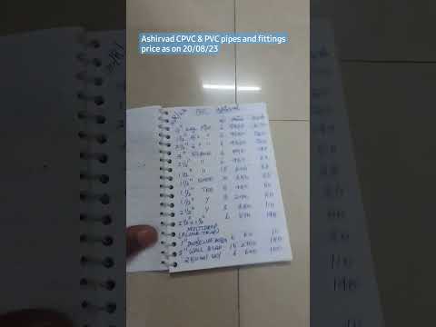 Ashirvad CPVC & PVC pipes and fittings price as on 20/08/23 - in chennai