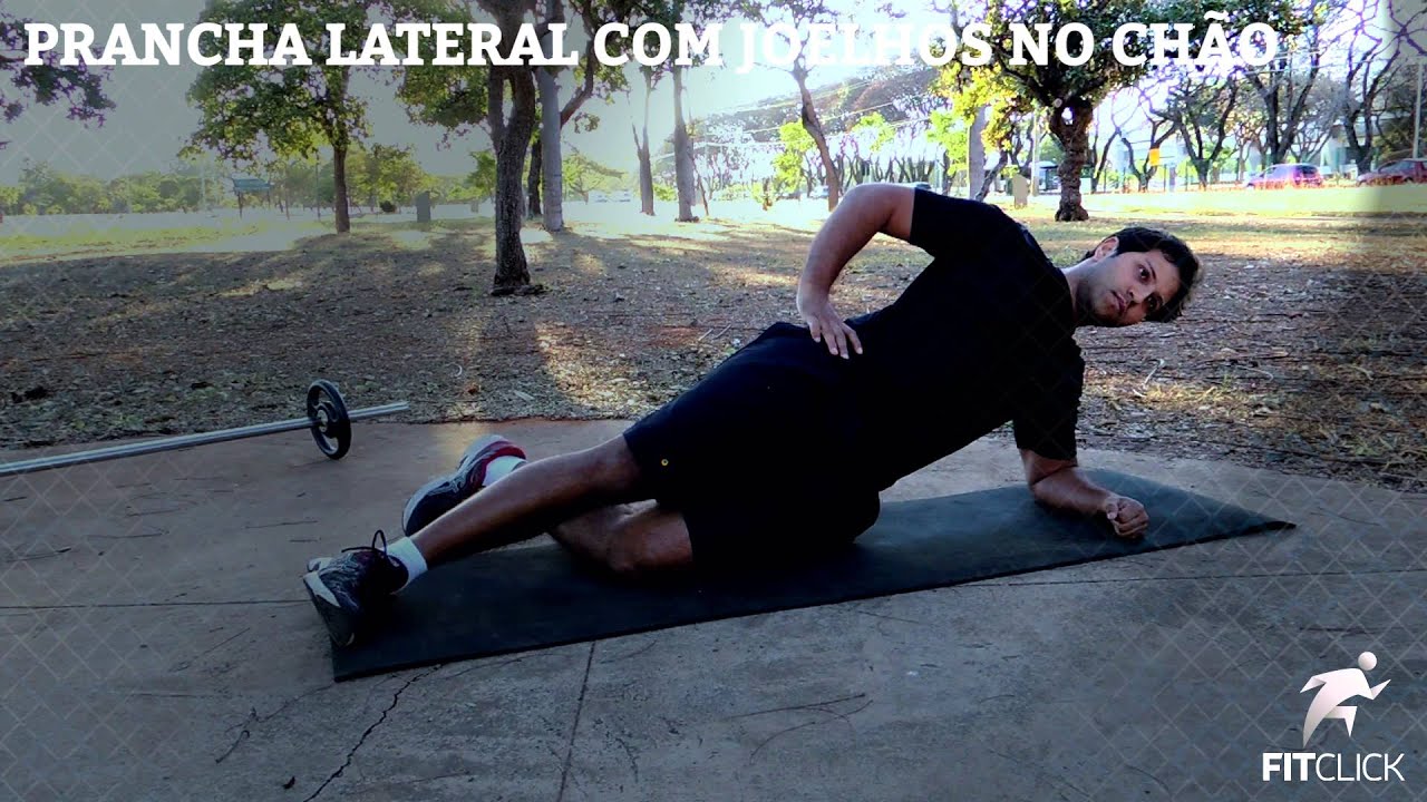 PRANCHA LATERAL COM JOELHOS CHÃO (exercício para fortalecer abdômen e quadril)
