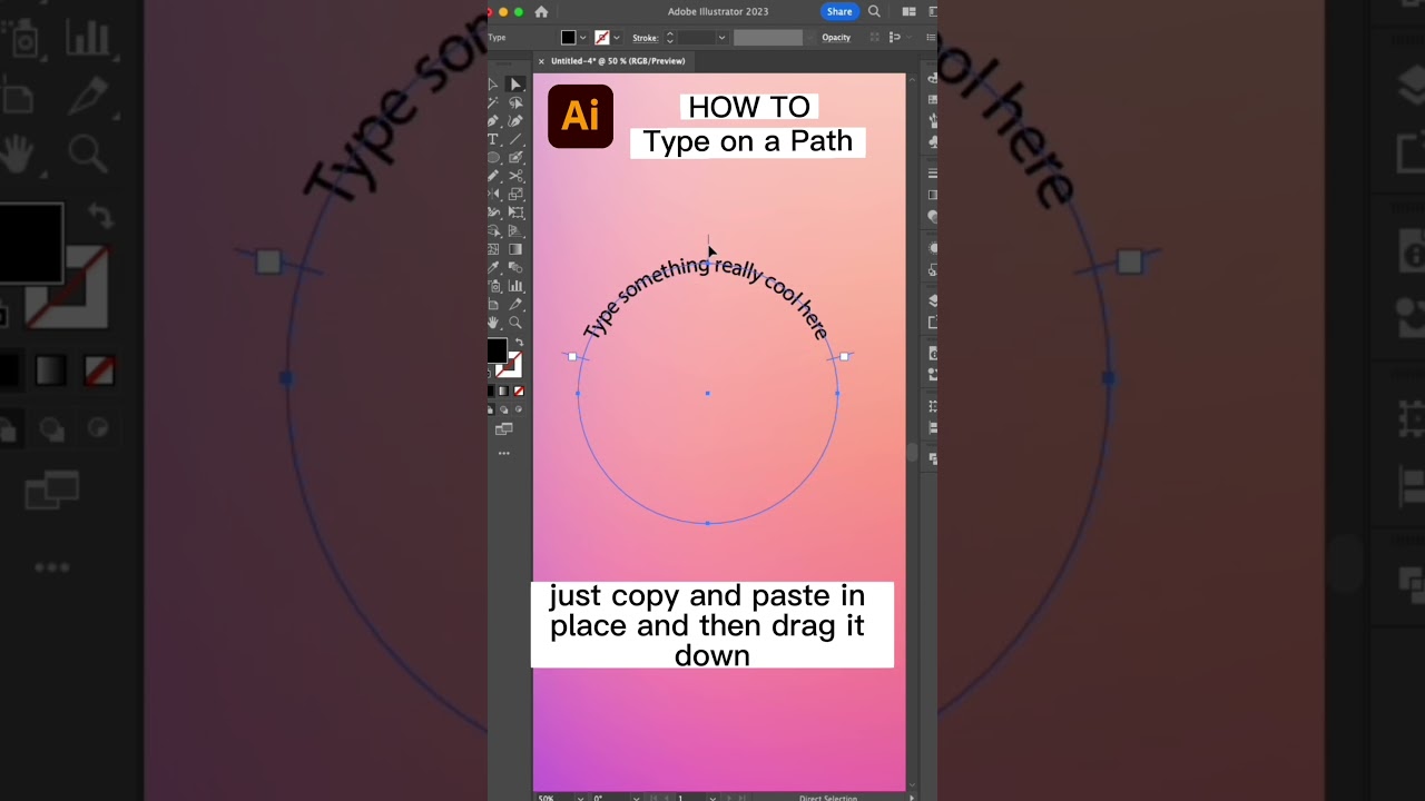 How to Type On a Path using Adobe Illustrator 🎨 #adobeillustrator #adobeillustratortutorial