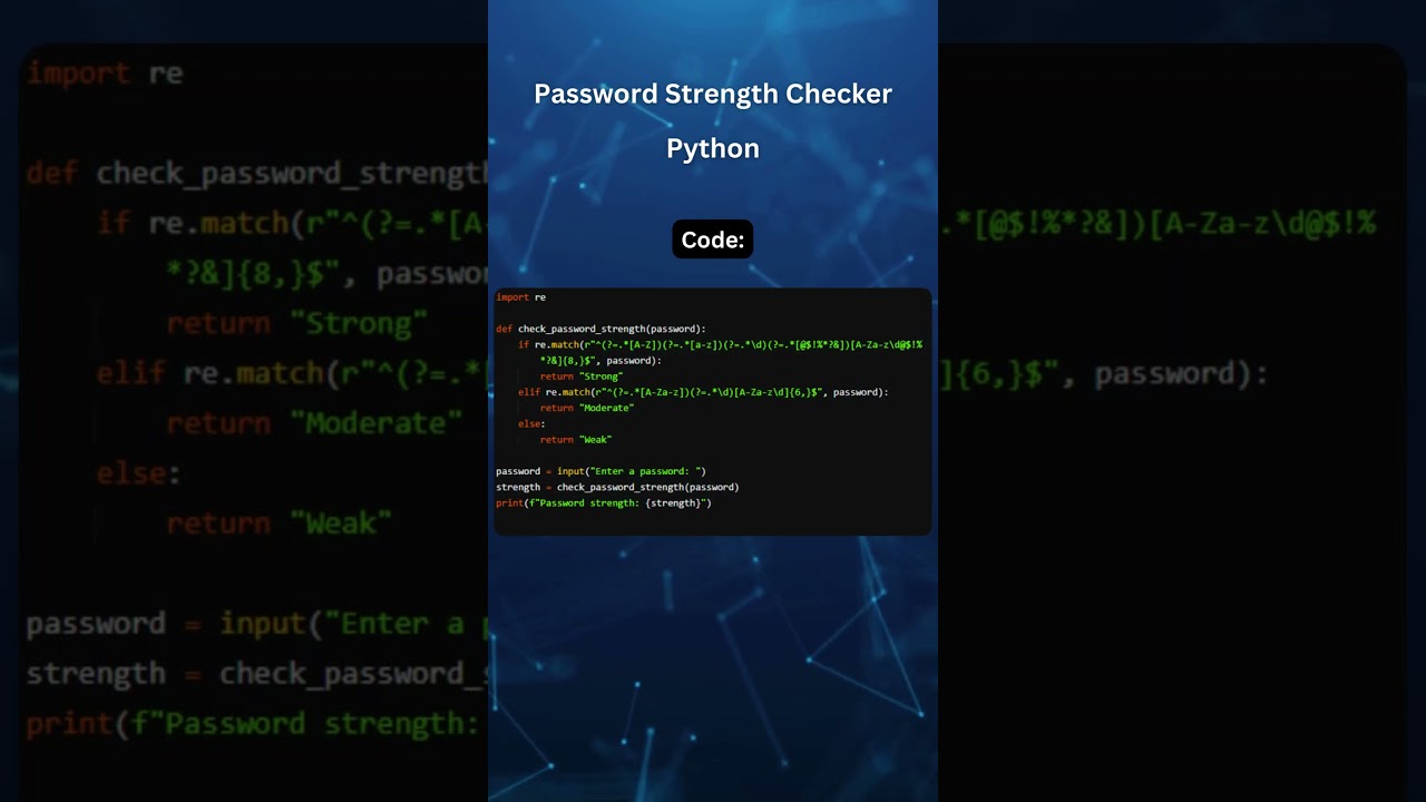 Password Strength Checker in Python #coding #gaming #code #coder #python #tutorial #developer