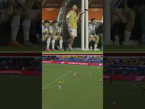 Messi reacts to Lautaro MartÃnez s goal in extra time #messi #copa #argentina #colombia #goal