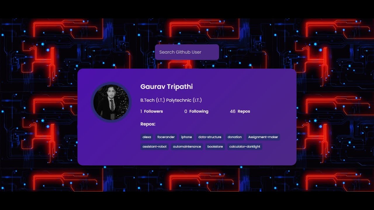 Github User Serach using github javascript API