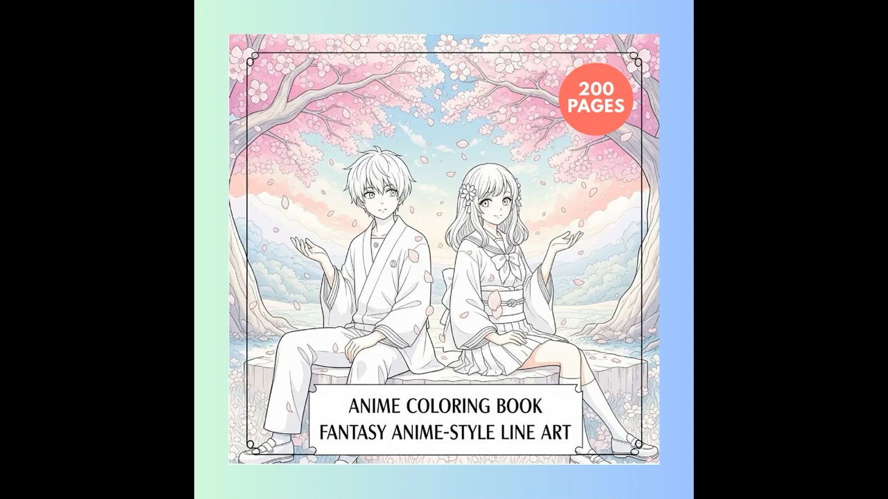 Anime Coloring Book | Fantasy Anime-Style Line Art + Bonus Pages