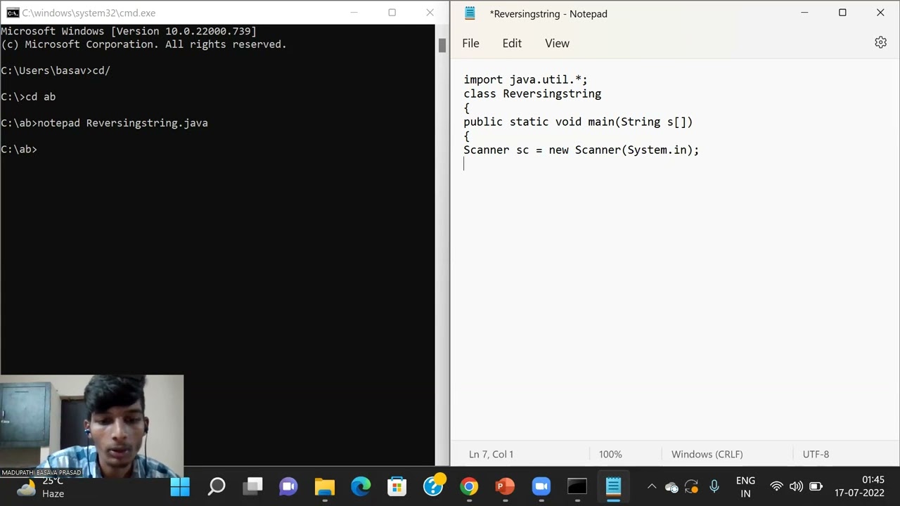 Reversing the string using string tokenizer in java