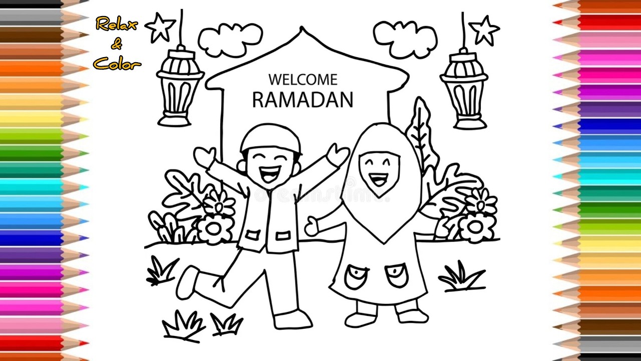 Relax & Color | Welcome Ramadan Coloring Page | Islamic Festival Coloring Sheet