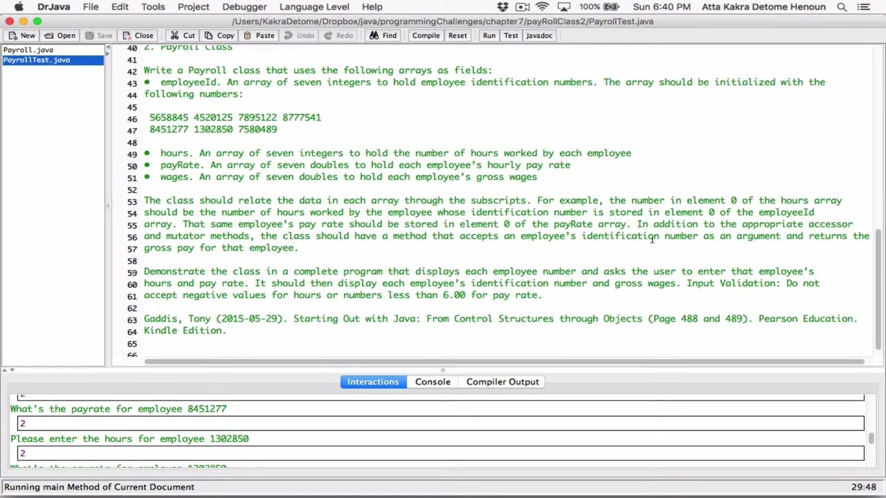 7.2. (Part 3) Payroll Class - Java