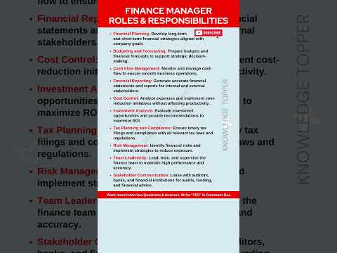 Finance Manager Roles and Responsibilities - Role of a Financial Manager