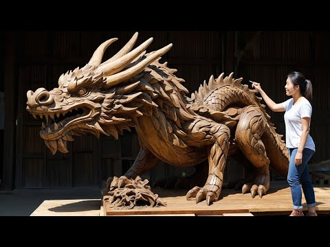 Wood Carving a Massive Wooden Dragon – Vietnamese Artist Goes All In!