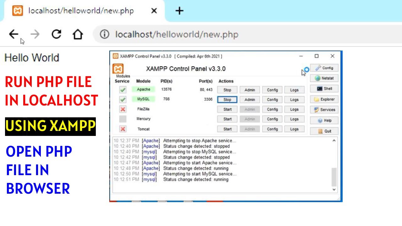 How to Run PHP File in Localhost Xampp | how to open php file in browser