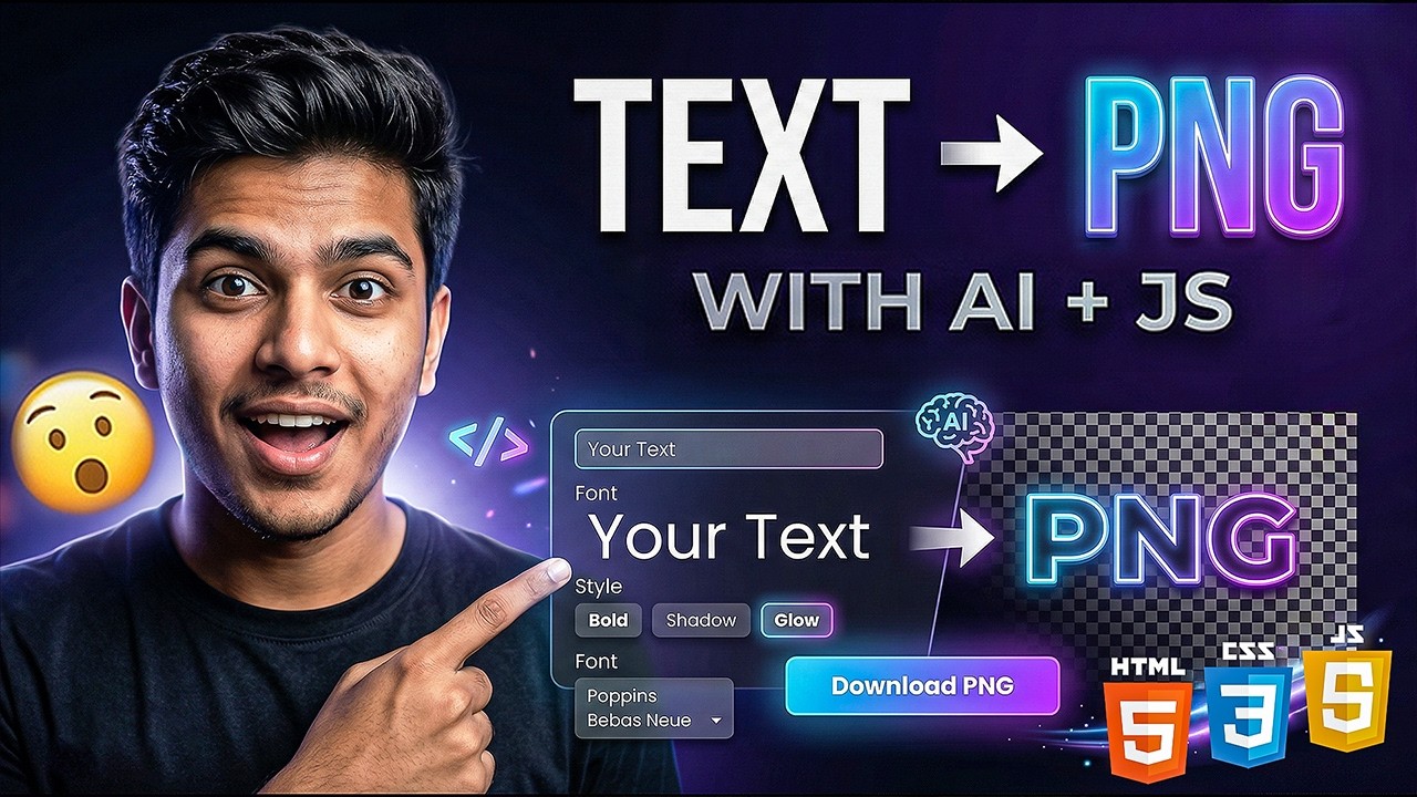 Create Styled Text to PNG Website using HTML, CSS & JavaScript + AI (Step-by-Step Tutorial)