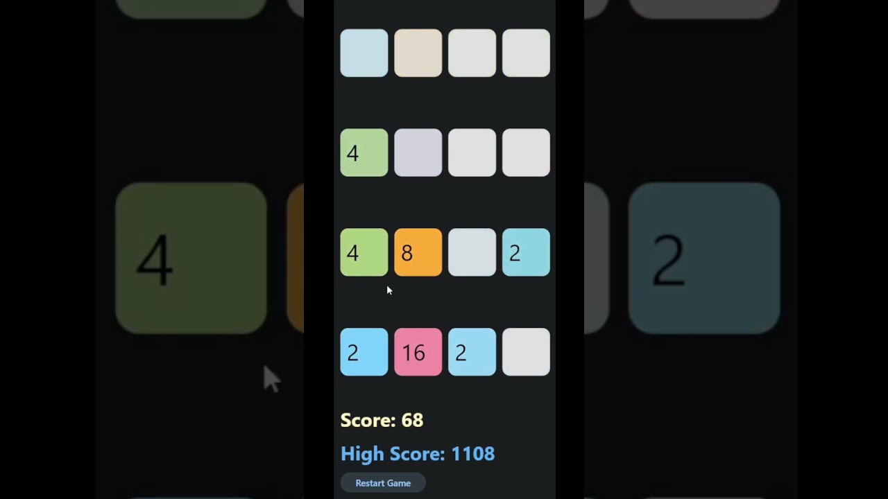2048 #Game Using #Python #Flet ( #Touch + #Keyboard ) With Source #code