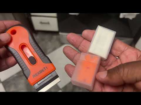 How to remove blade safely from REXBETI Razor Blade Scraper Tool. Remove sticky label & residue