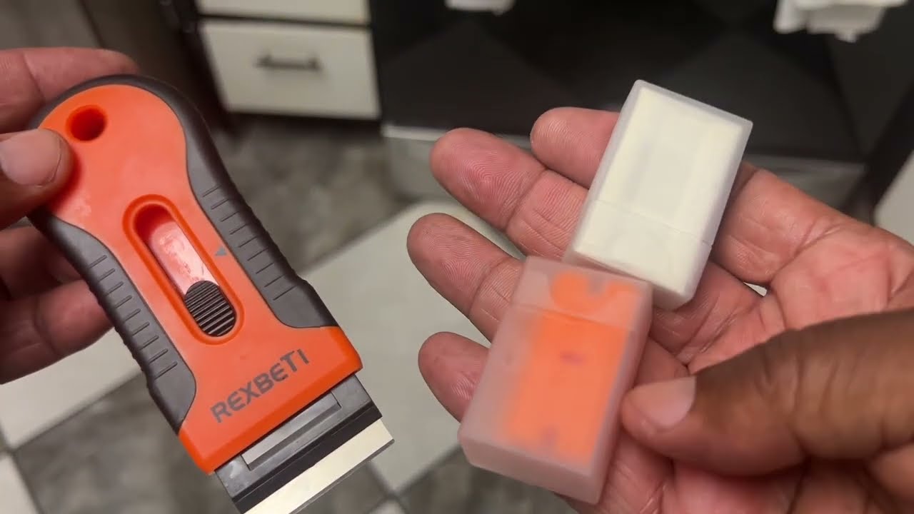How to remove blade safely from REXBETI Razor Blade Scraper Tool. Remove sticky label & residue