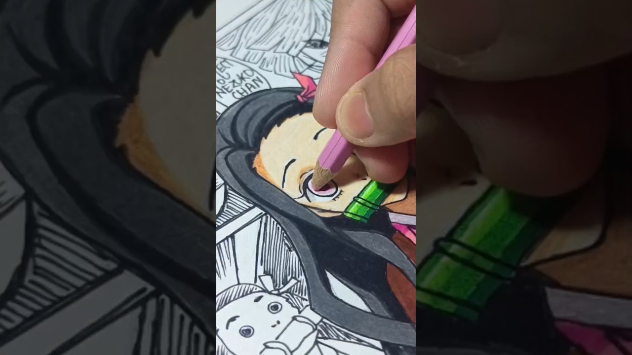 nezuko drawing manga style🔥|#demonslayer #nezuko #nezukokamado #artist #shorts