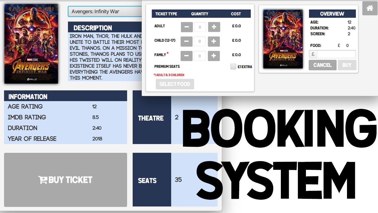 Cinema Booking System Application Java FX & Java - Project
