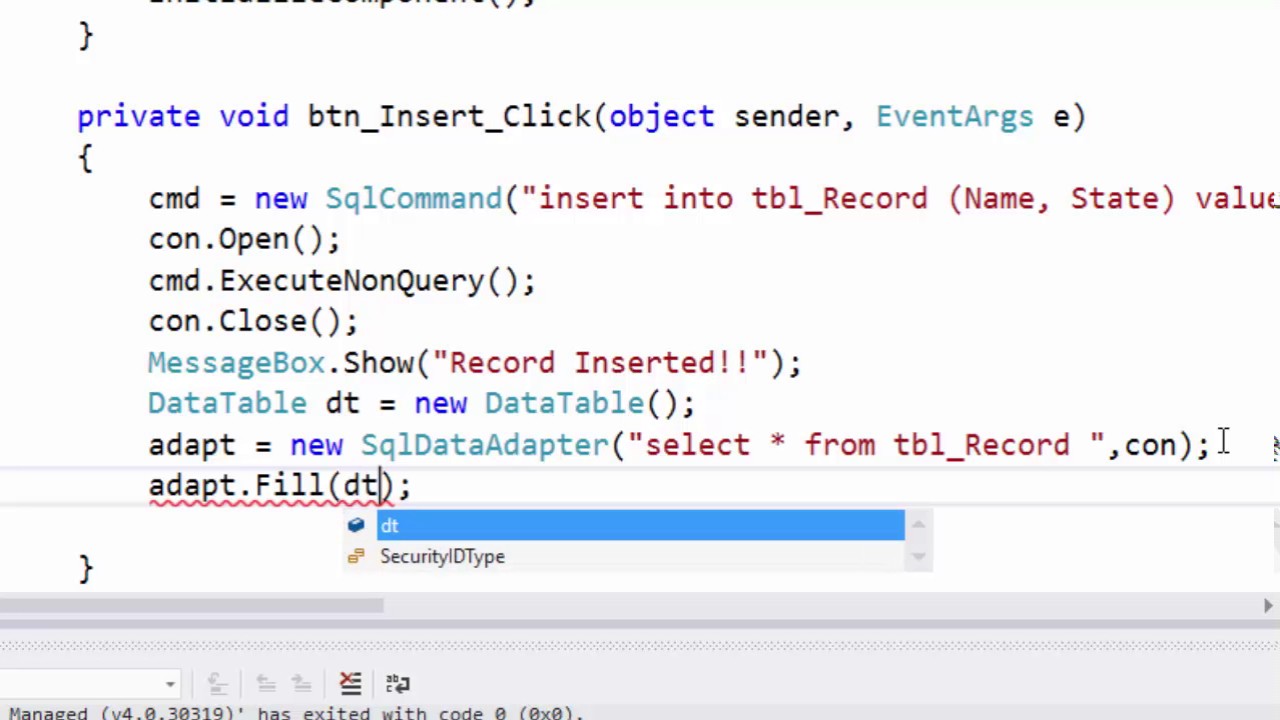 Insert Update Delete data from DataGridView using C# - Part 1