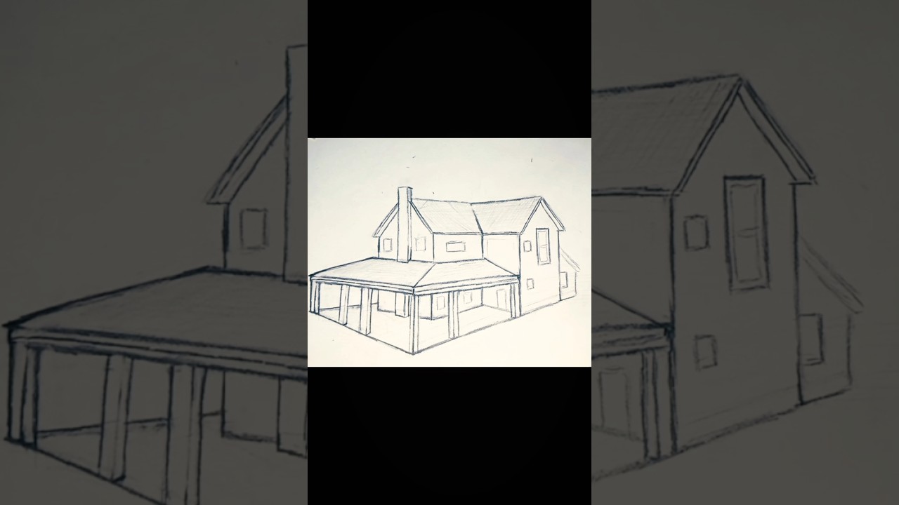 Farmhouse Drawing with Two-Point Perspective | Step-by-Step Tutorial #art #painting #sketch