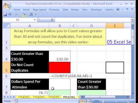 YTLE#56: Excel Count Unique Values Greater Than $30