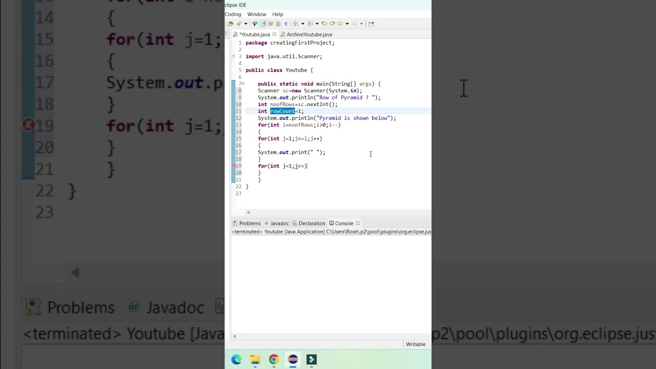 Programs for printing pyramid patterns in Java  #javaclass #java #coding