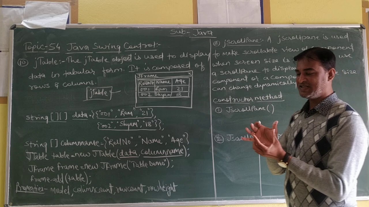 Topic- 54 Java swing control (jTable, jScrollpane)