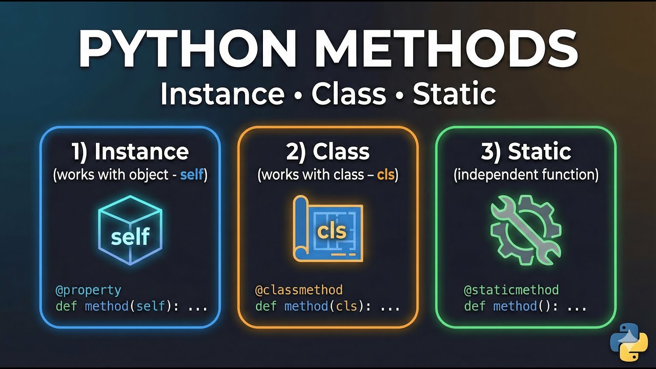 Python Methods Explained | Instance, Class & Static Methods#Python #Programming #OOP