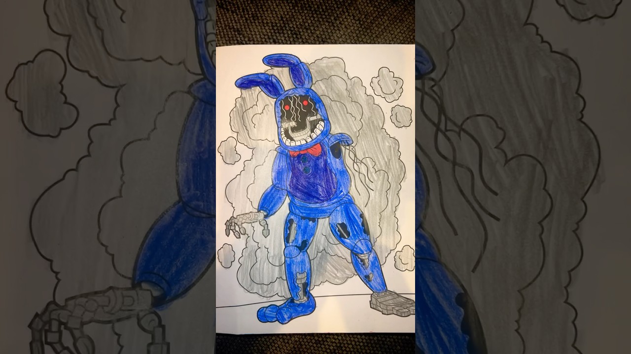 Coloring in FNaF Withered Bonnie #fnaf #art #coloringbook #coloredpencil #bonnie