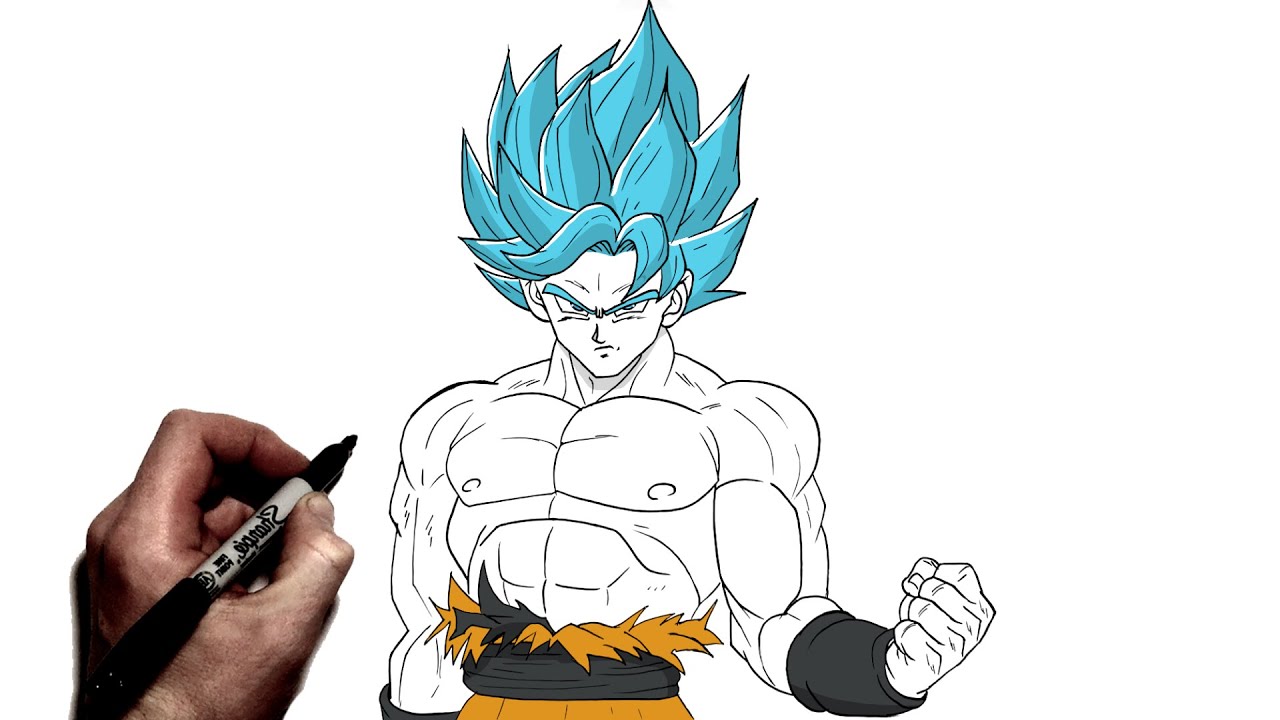 How To Draw Goku SSJ Blue | Step By Step | Dragon Ball