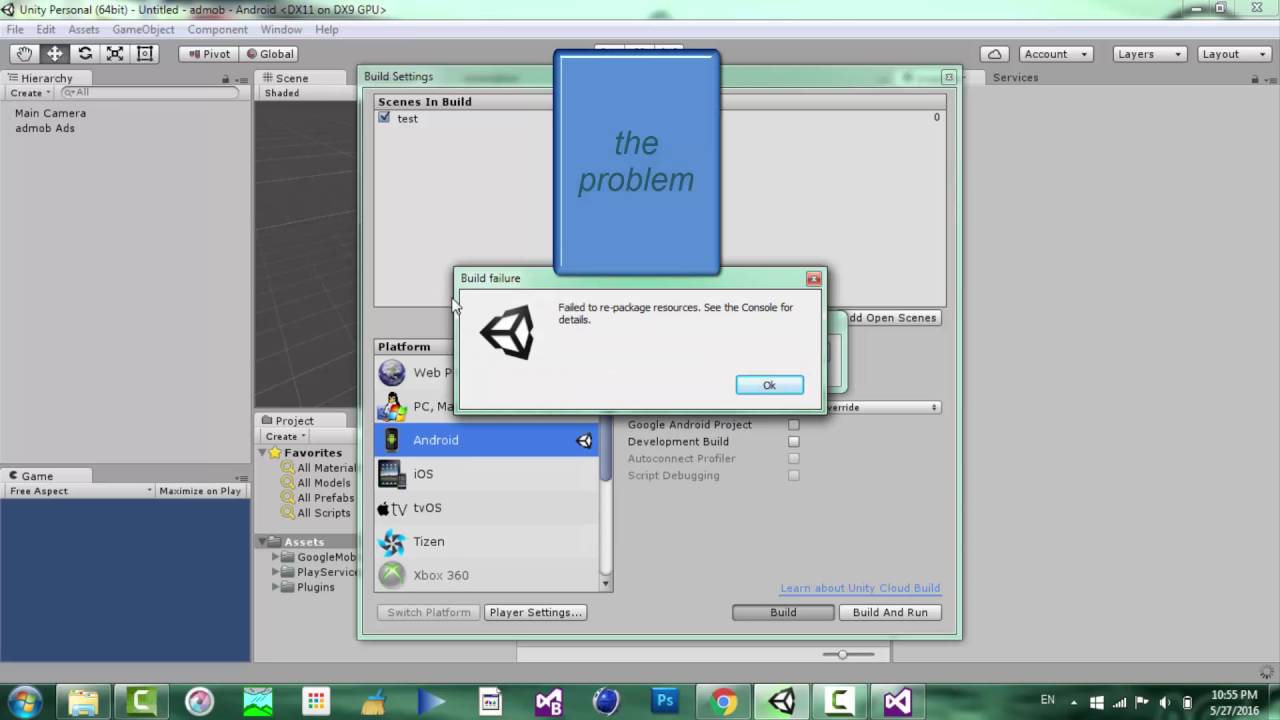 [SOLUTION] unity failed to re-package resources and libproject missing