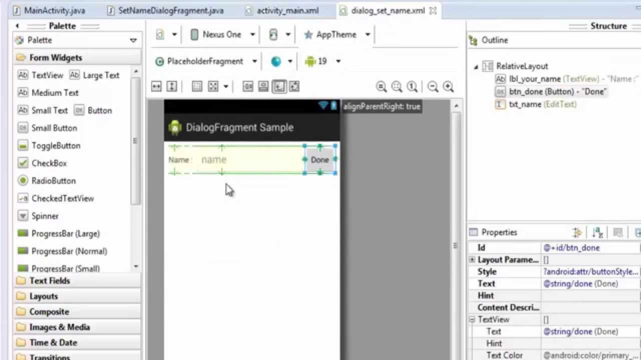Android Tutorial : Using DialogFragments Example