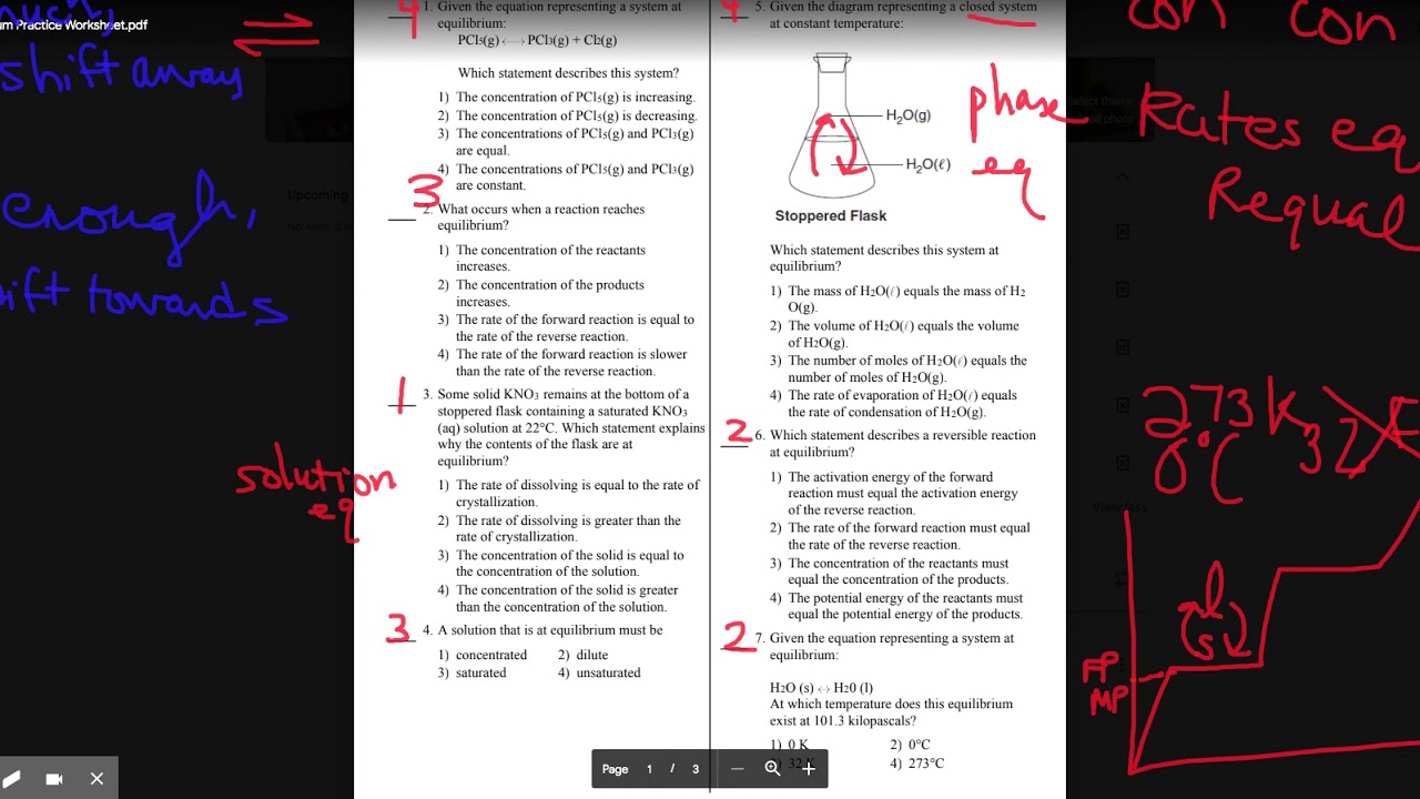 Equilibrium Practice Worksheet Walkthrough