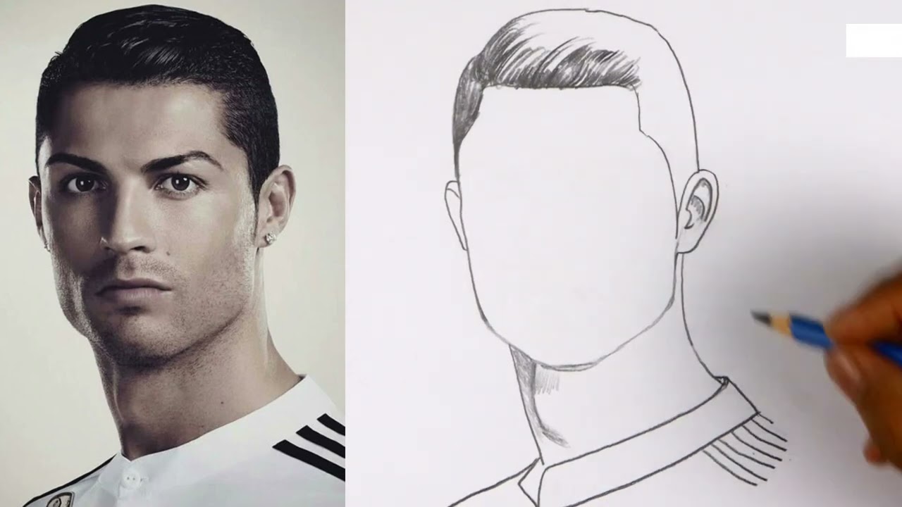 Cristiano Ronaldo Face Portrait Drawing 😍 How to Draw Ronaldo Easy