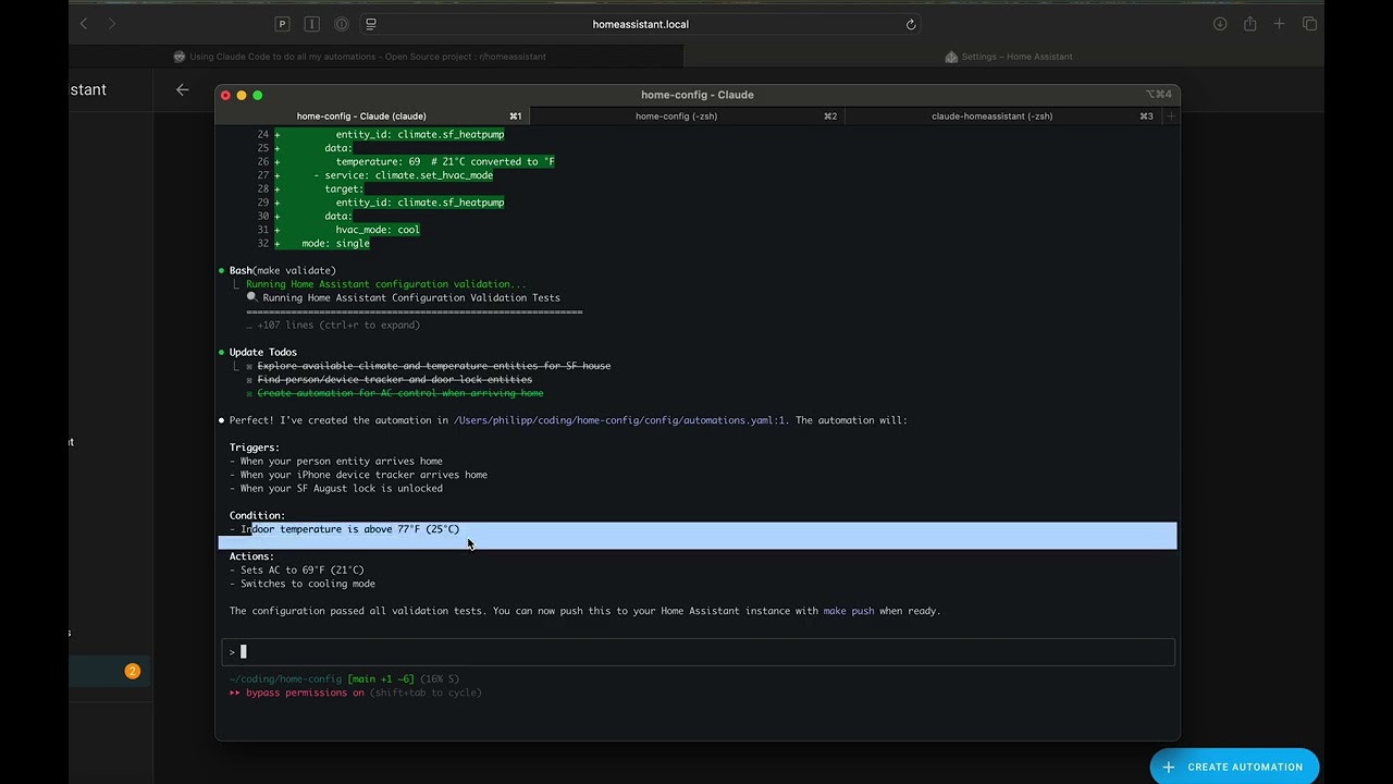 Create Home Assistant Automations with Claude Code