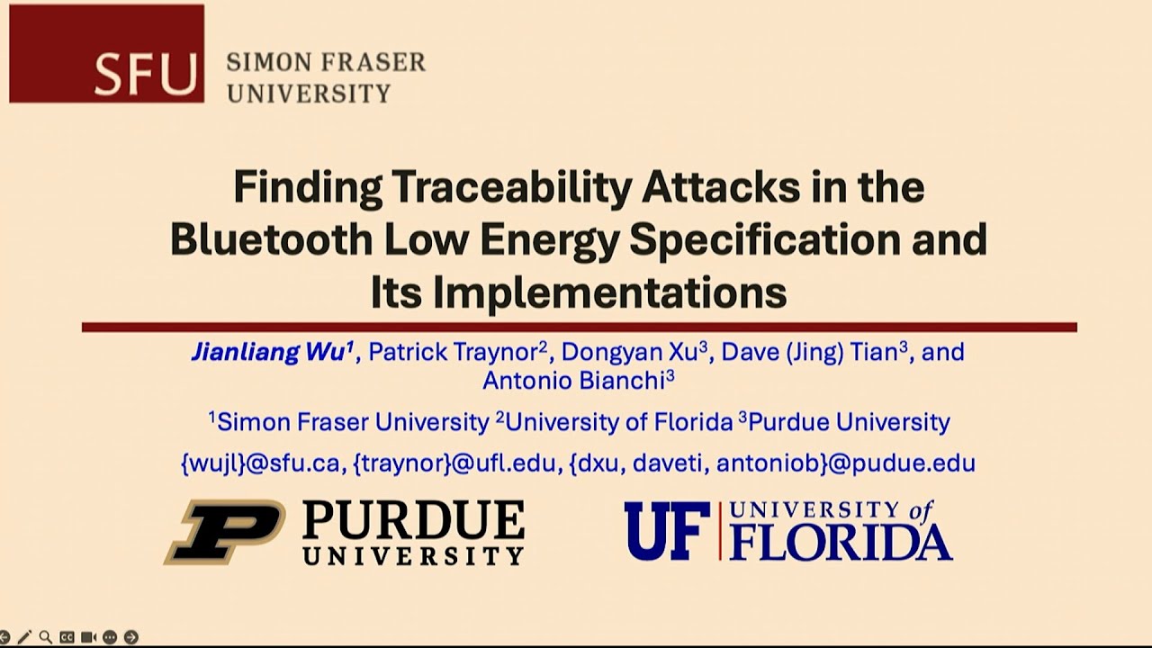 USENIX Security '24 - Finding Traceability Attacks in the Bluetooth Low Energy Specification...