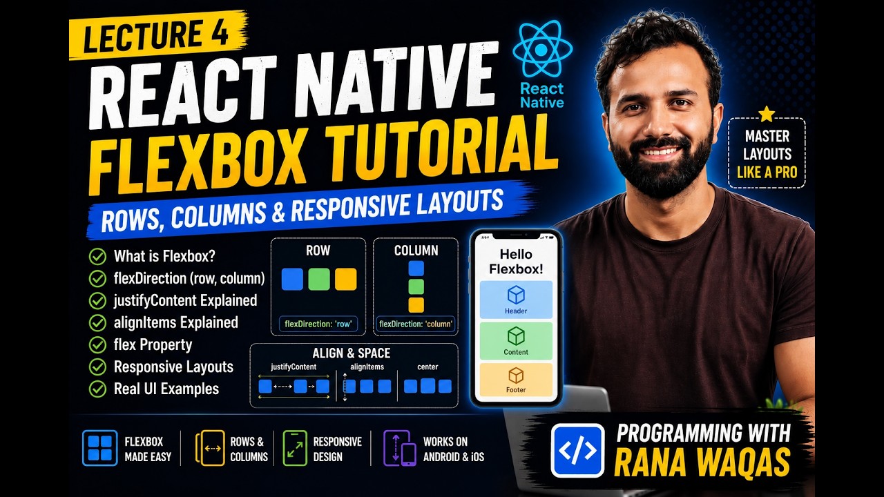React Native Flexbox Tutorial | Rows, Columns & Responsive Layouts in React Native