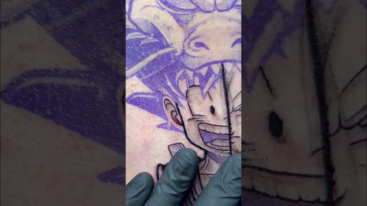 Outlining anime tattoo
