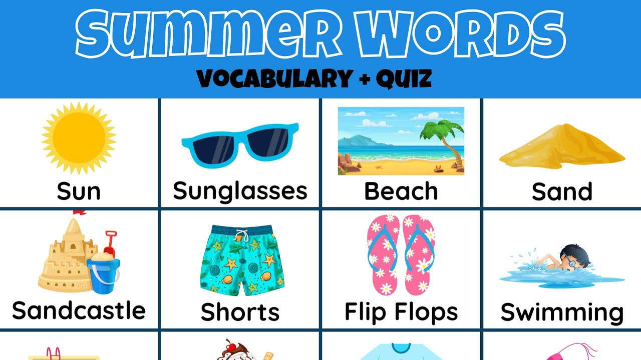 Summer Vocabulary and Quiz for Kids