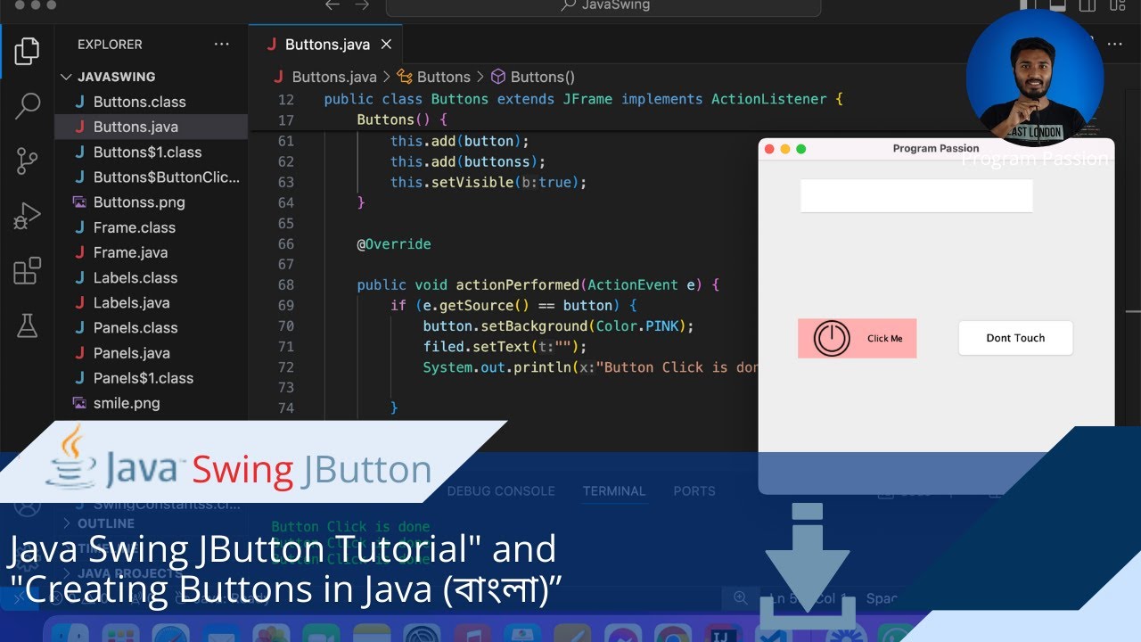 Java Swing JButton Tutorial | Creating Buttons in Java | Code With Abubokkor