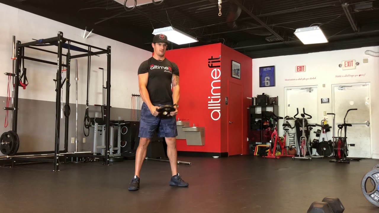 Plate Squat + Front Raise & Twist