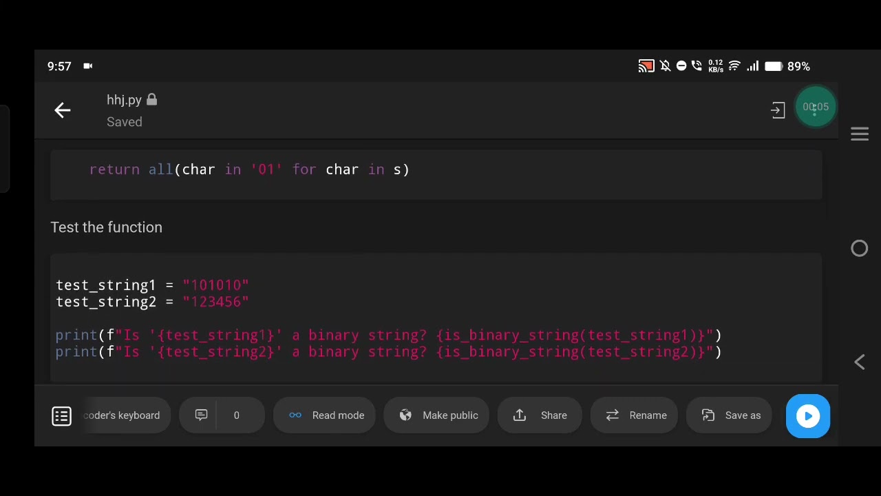 Python | Check if a Given String is Binary