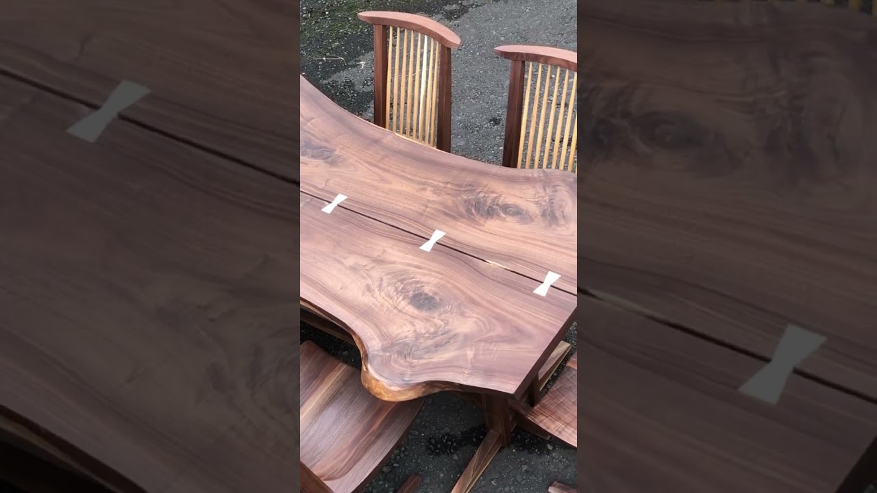 George Nakashima Style Dining Table with Chairs