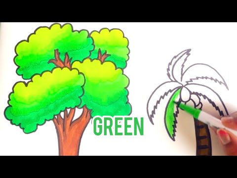 How to draw Trees | Coconut Tree | Banyan Tree |Easy Drawing | Kids Art