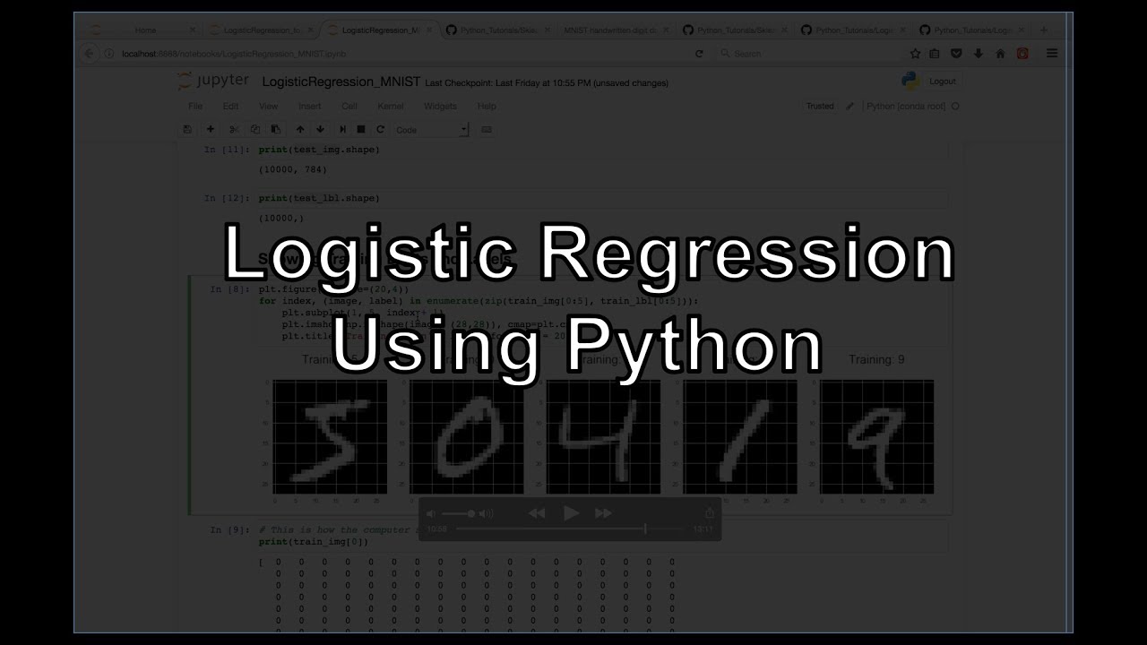 Logistic Regression using Python (Sklearn, NumPy, MNIST, Handwriting Recognition, Matplotlib)