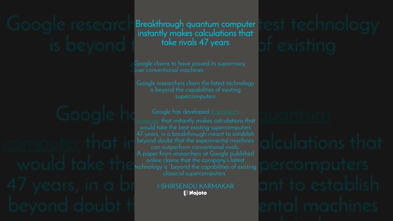 Breakthrough quantum computer instantly makes calculations that take rivals 47 years || NOJOTO