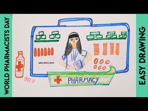Poster on World Pharmacists Day 2021 | Pharmacist drawing Very easy | Pharmacy Poster step by step