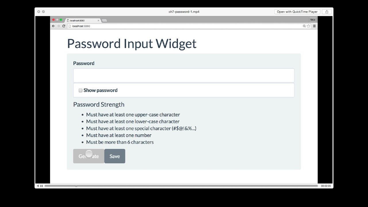 React Quickly Chapter 7 Project: Password Widget with React