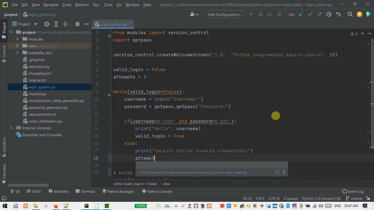 11. Login system | Python programming basics course