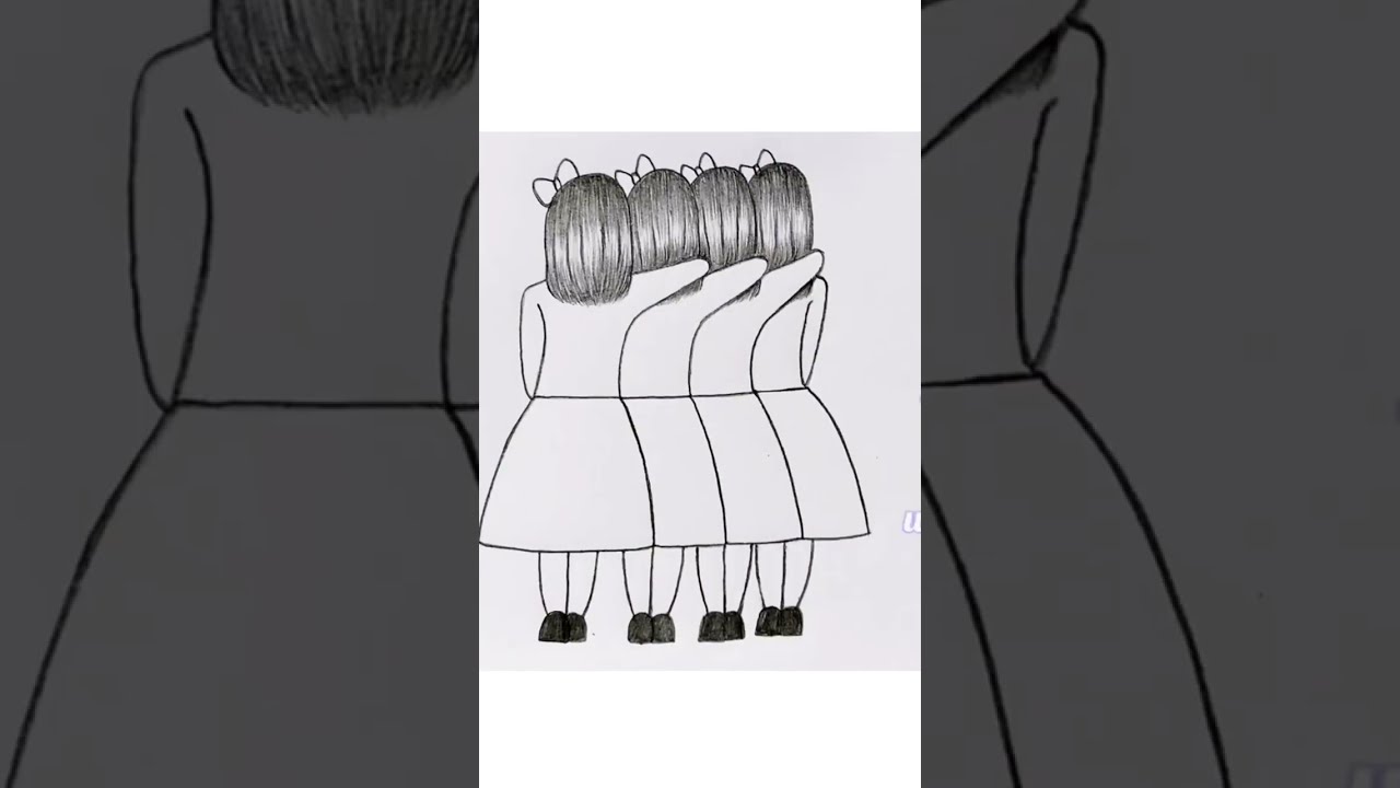 Four Best Friends Drawing | Pencil Art  | 4 Friends #art  #drawing  #shorts
